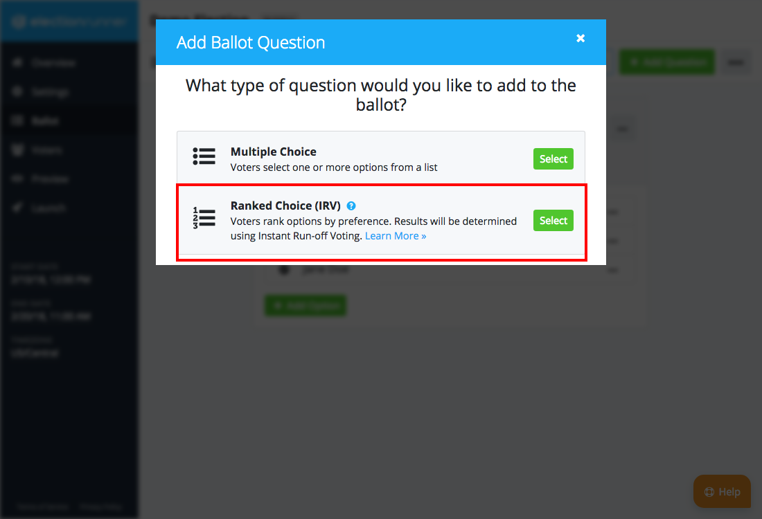 Ranked Choice Voting / Instant Runoff Voting | Election Runner Support
