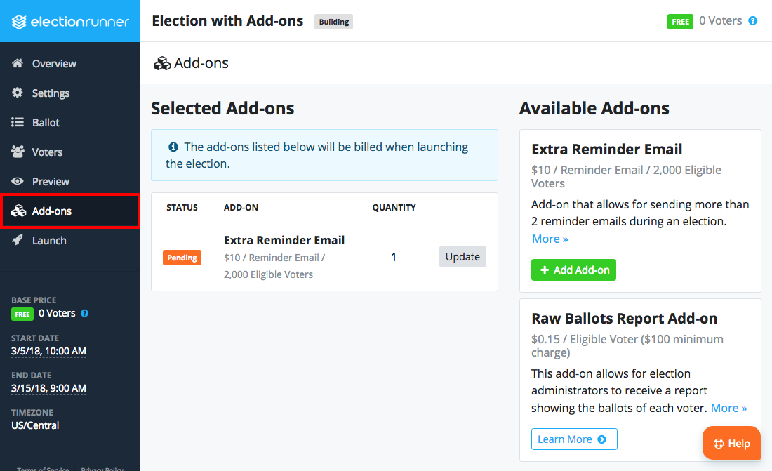 How to Manage Election Add-ons | Election Runner Support