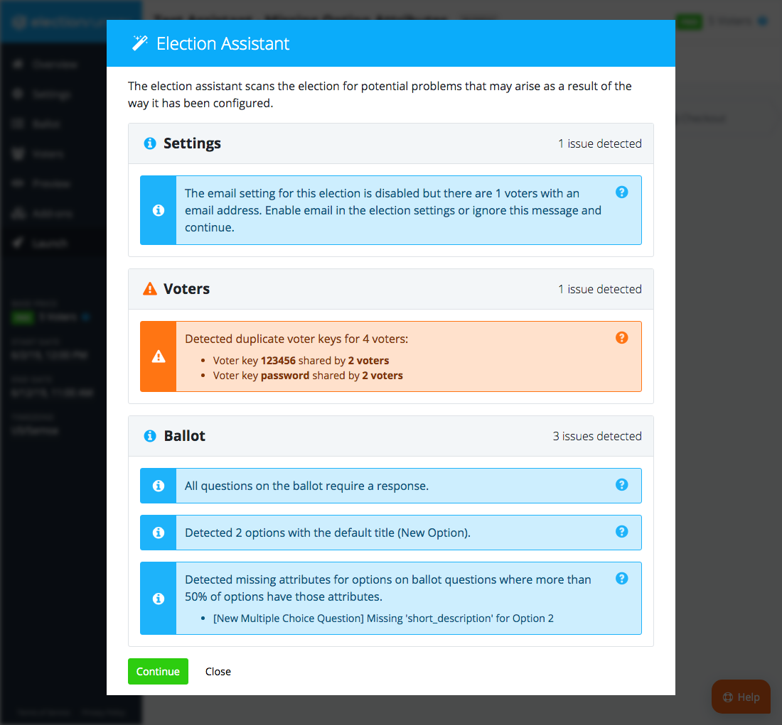 Election Assistant | Election Runner Support
