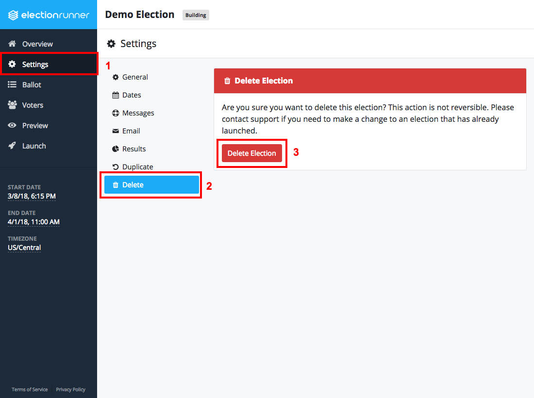 How to Delete an Election | Election Runner Support