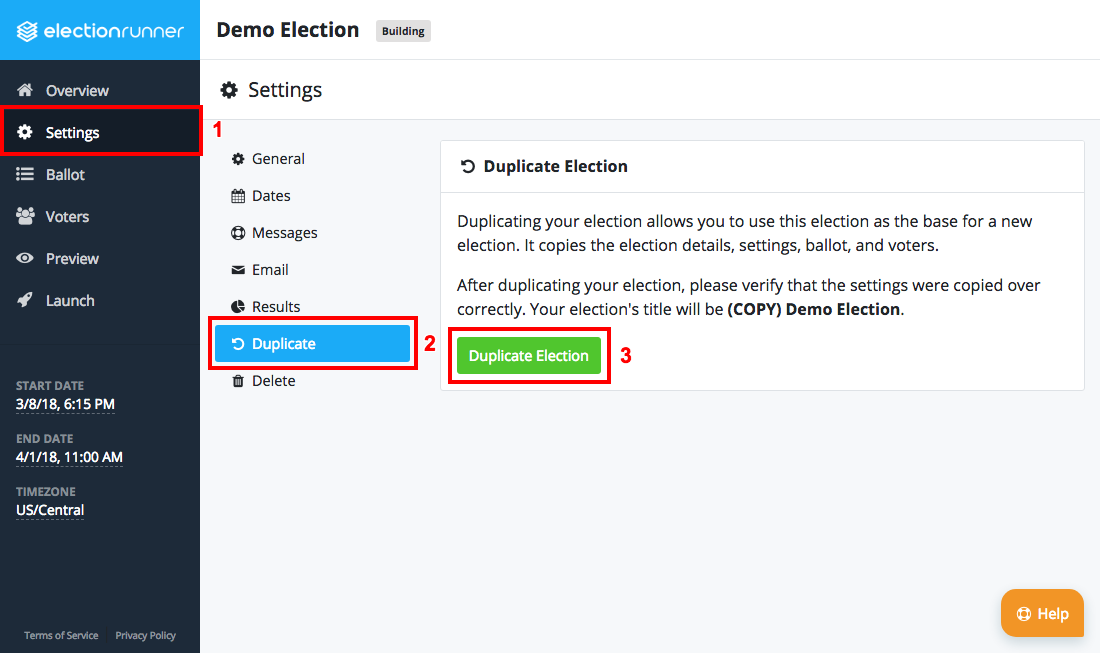 How to Duplicate an Election | Election Runner Support